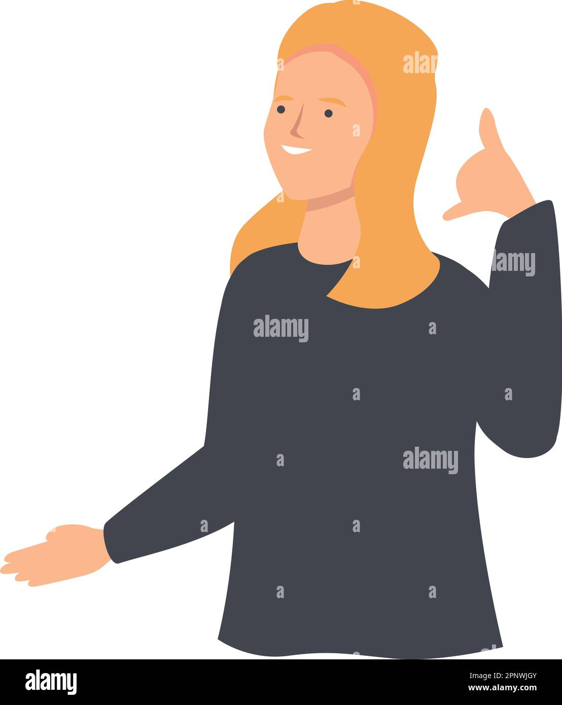 Just call me icon cartoon vector. Talk language. Woman greeting Stock ...