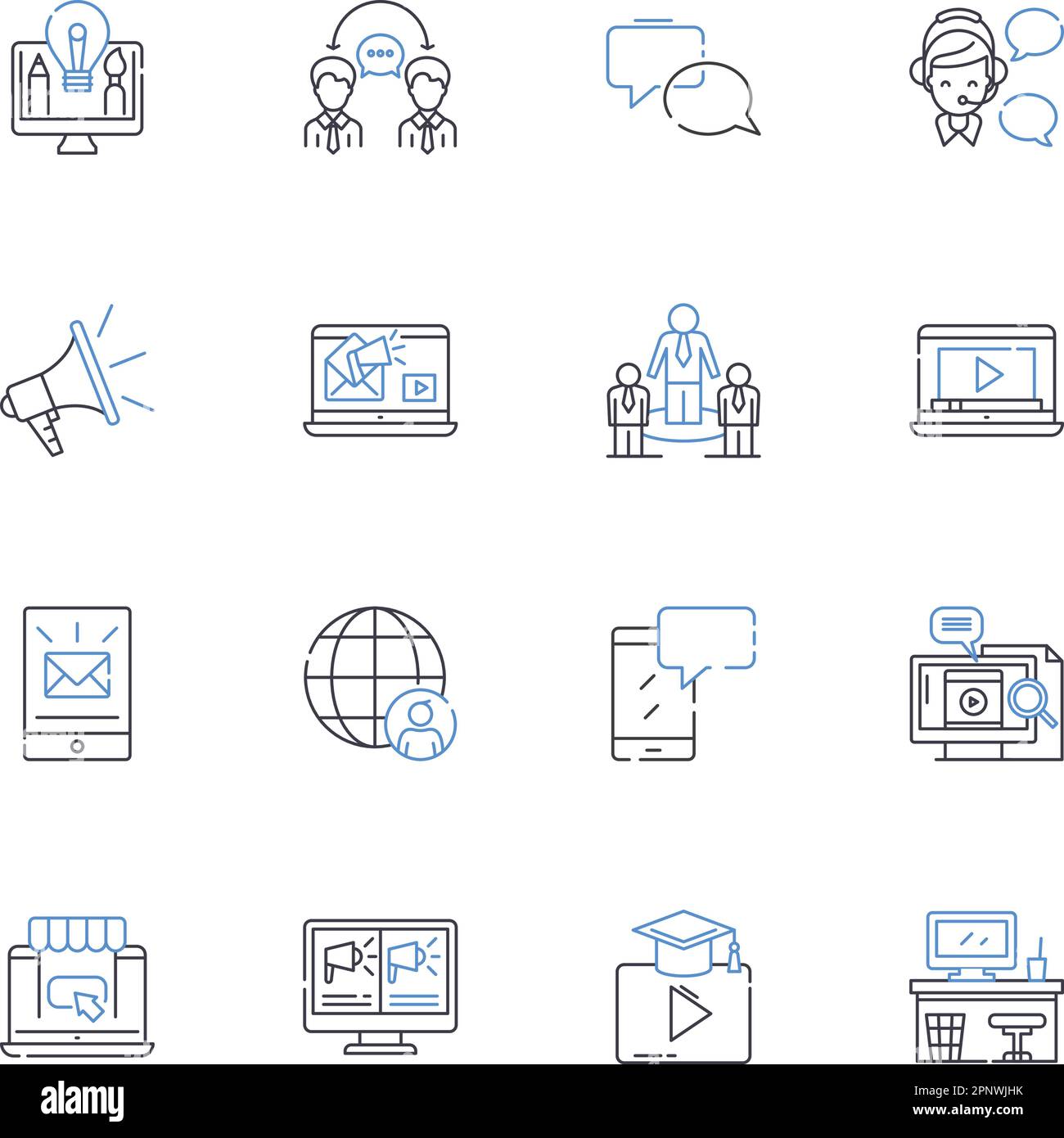 Web camaraderie line icons collection. Community, Connections ...