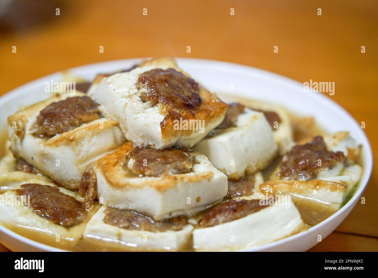 A delicious Chinese home cooking, fried tofu stuffed meat Stock Photo ...