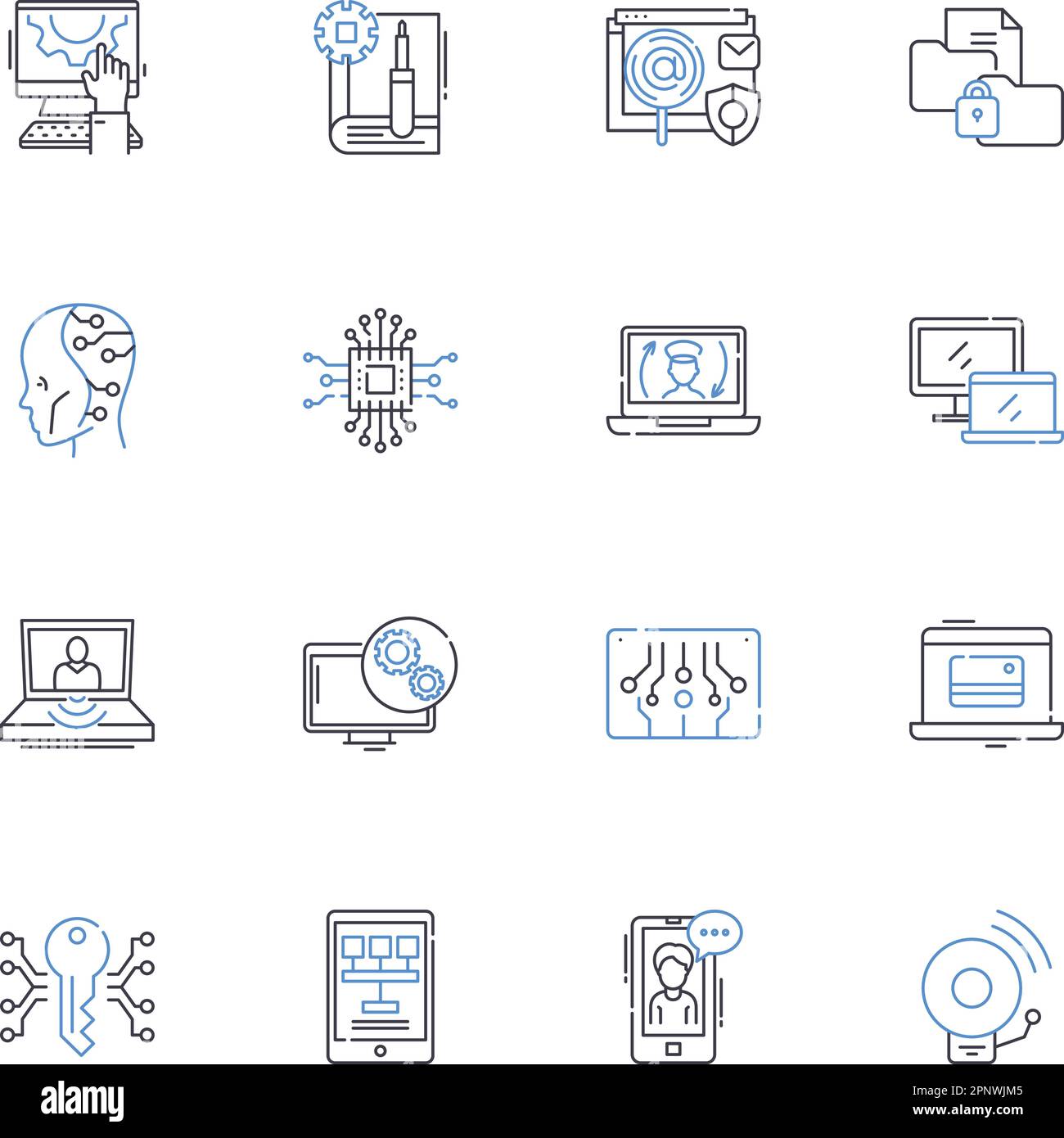 Machine Readable Line Icons Collection Barcode Qr Code Rfid Ocr Data Scanner Automation