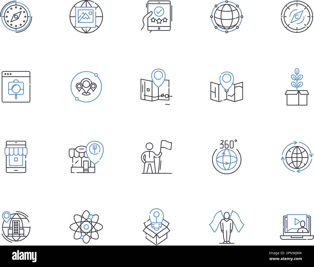Cartographer line icons collection. Atlas, Exploration, Landmarks ... Cartographer line icons collection. Atlas, Exploration, Landmarks ...