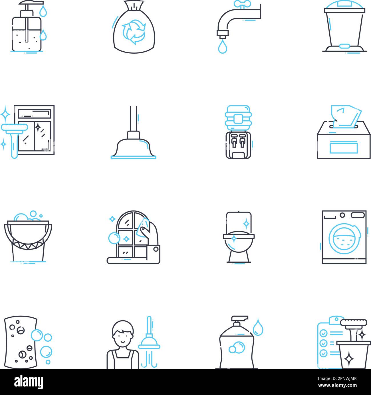 Dusting elements linear icons set. Dust, Sweep, Clean, Vacuum, Particles, Surface, Furniture ...