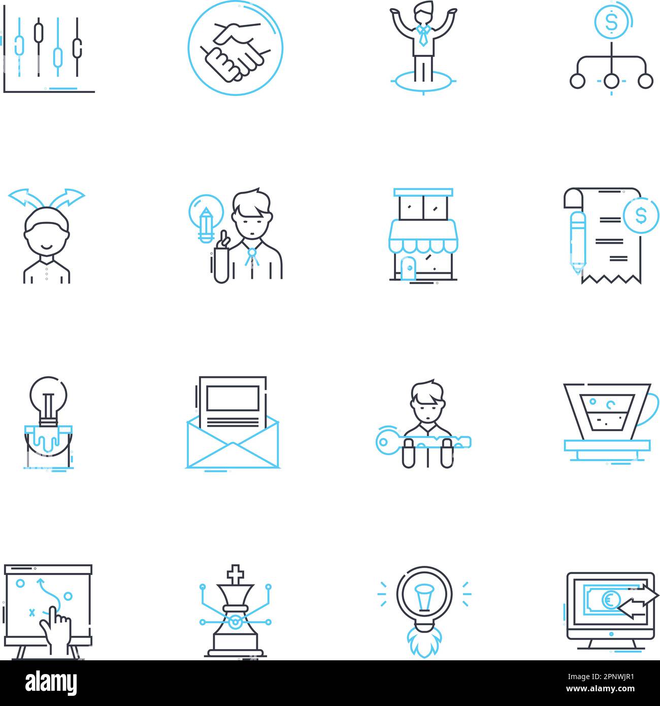 Commercial venture linear icons set. Investment, Entrepreneurship ...