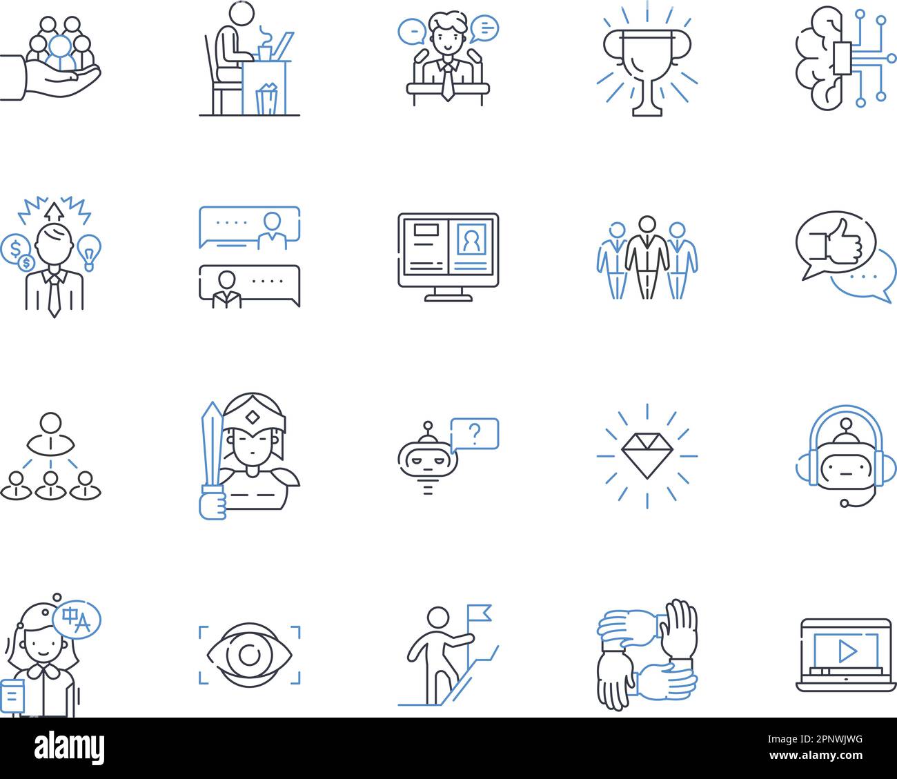 Talent operations line icons collection. Recruiting, Onboarding ...