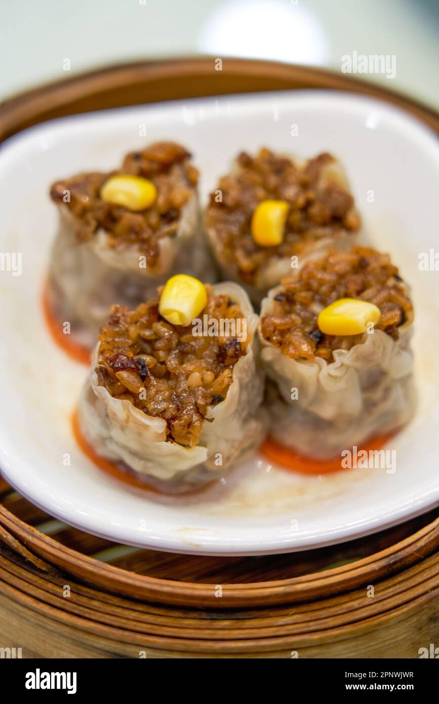 A traditional delicious breakfast snack, glutinous rice siu mai Stock ...