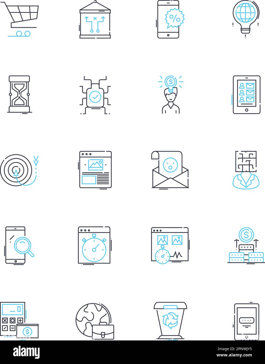 Coaching linear icons set. Empowerment, Guidance, Motivation, Feedback ...