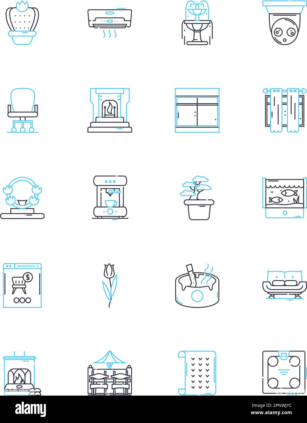 Condos linear icons set. Urban, High-rise, Luxurious, Amenities, View ...