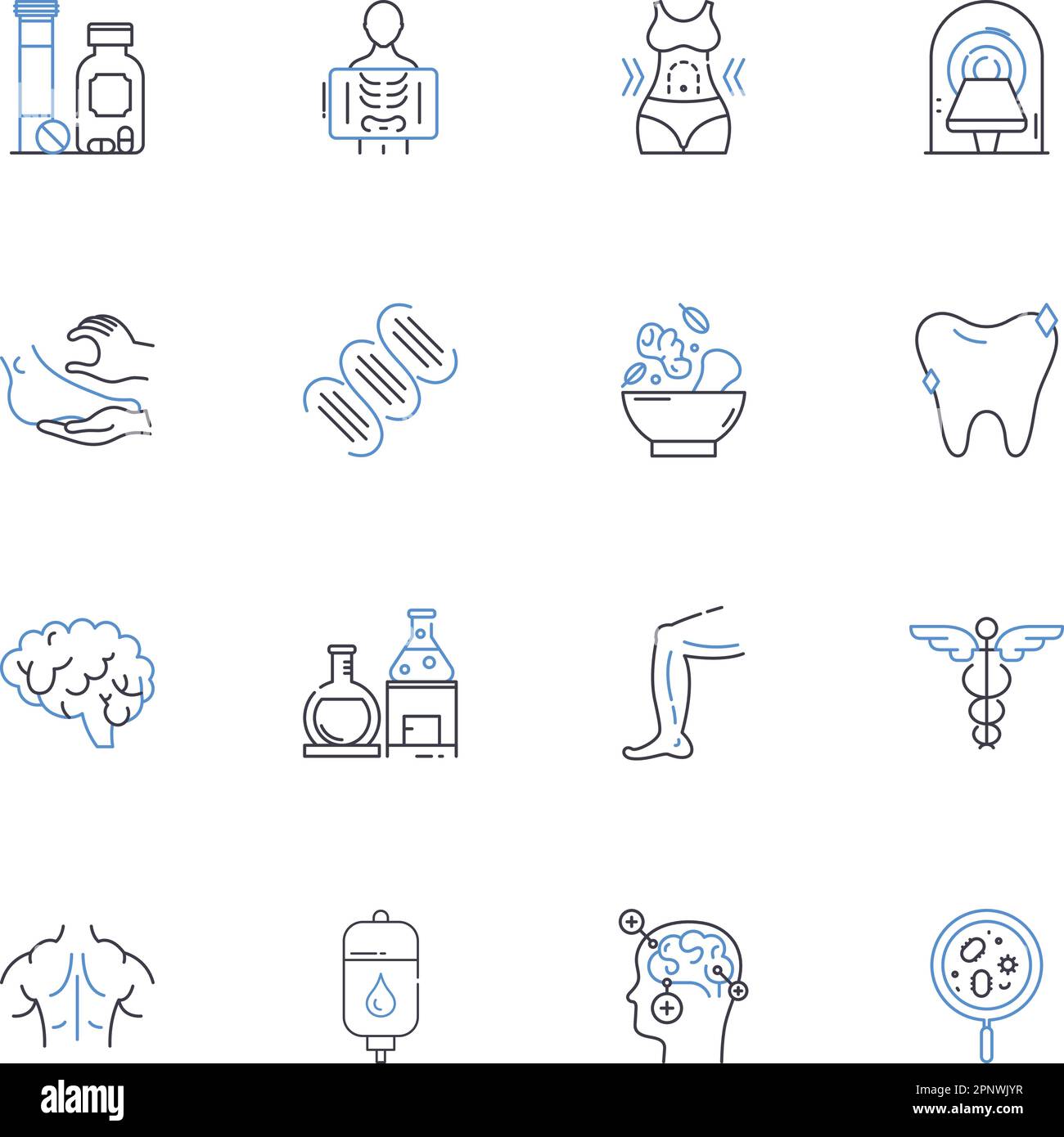 Wellbeing plan line icons collection. Meditation, Yoga, Nutrition ...