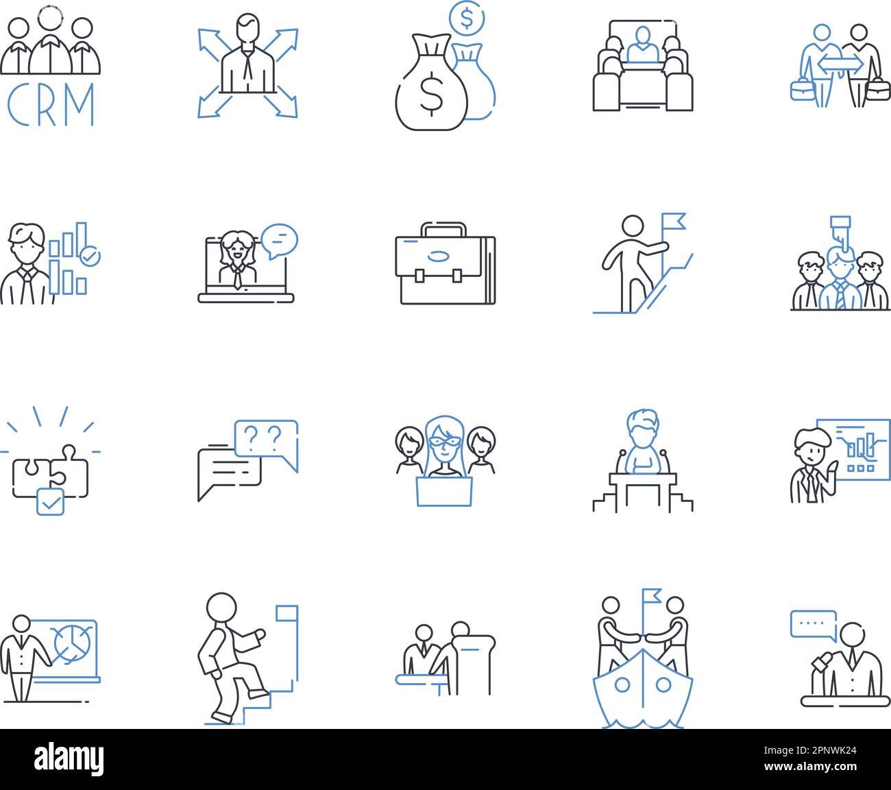 Boss and profession line icons collection. Leadership, Authority, Supervisor, Management ...