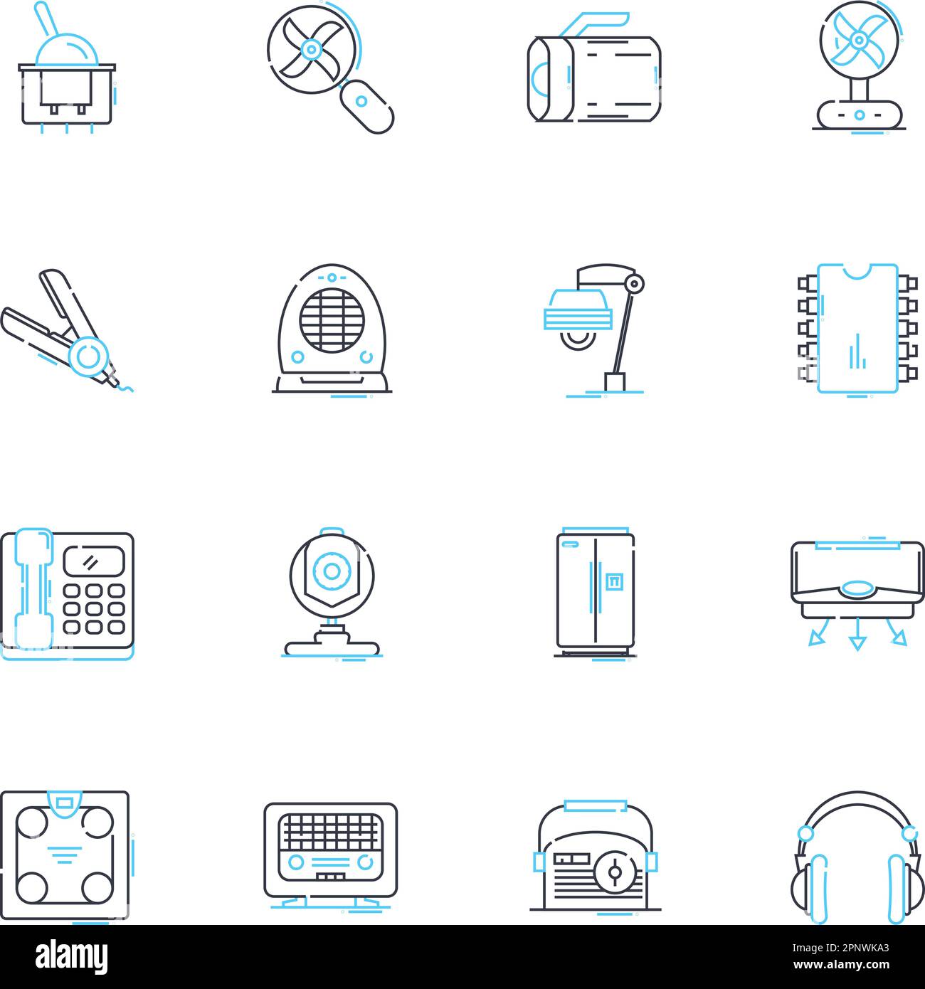Digital abode linear icons set. Smart, Connected, Automated, Wireless, Efficient, Modern, Tech ...