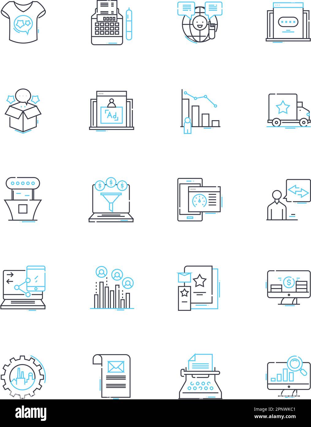 Branding approaches linear icons set. Differentiation, Identity ...