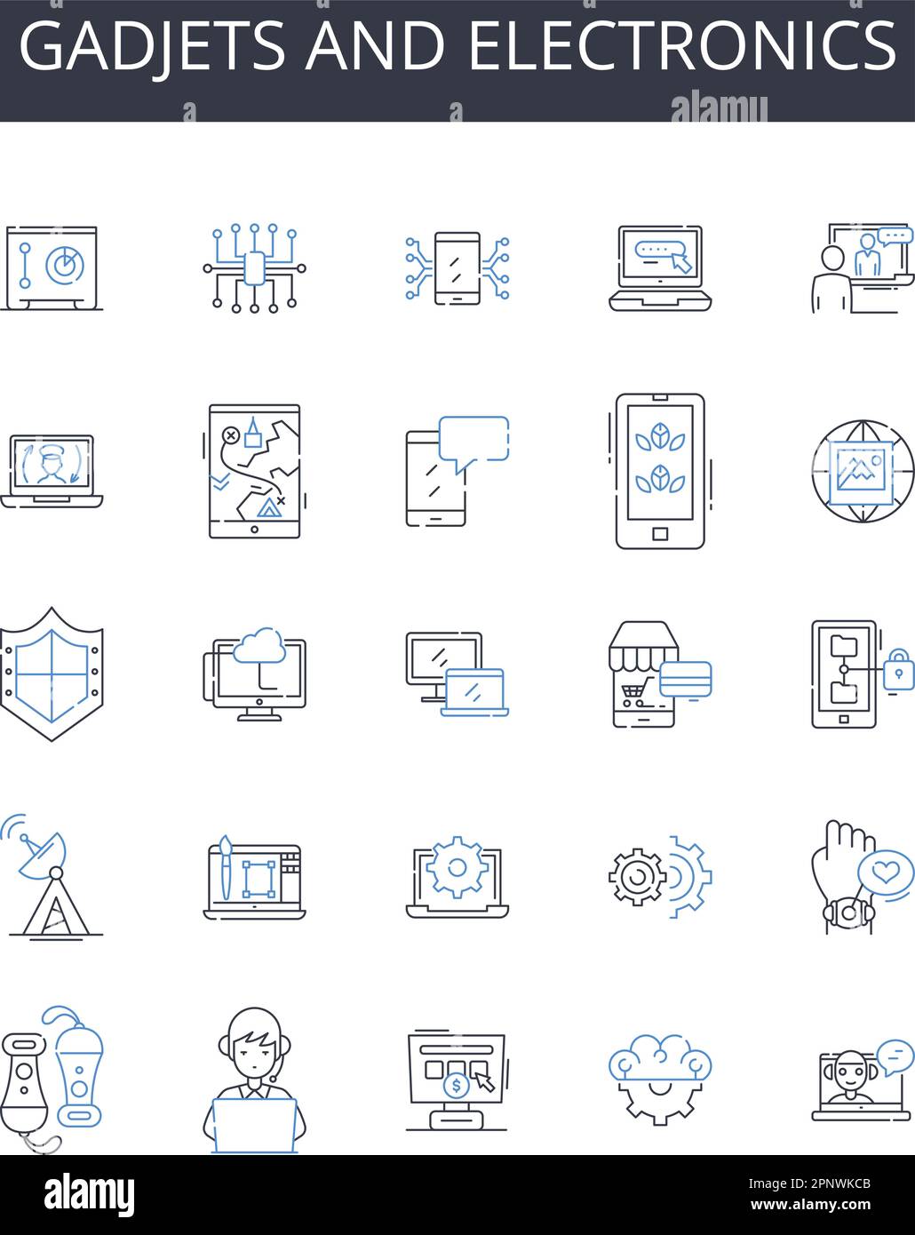 Gadjets and electronics line icons collection. Devices, Appliances ...