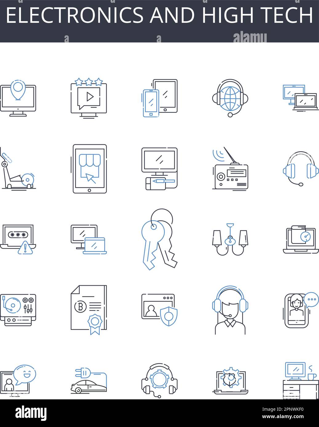Electronics and high tech line icons collection. Collaboration ...