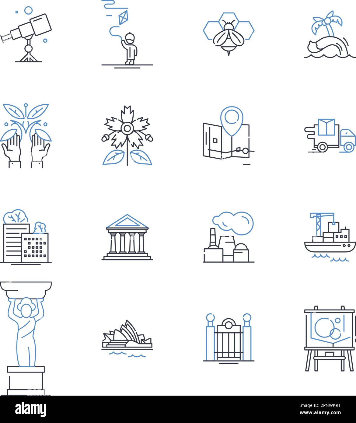 Seaside boardwalks line icons collection. Carnival, Amusement, Fun ...