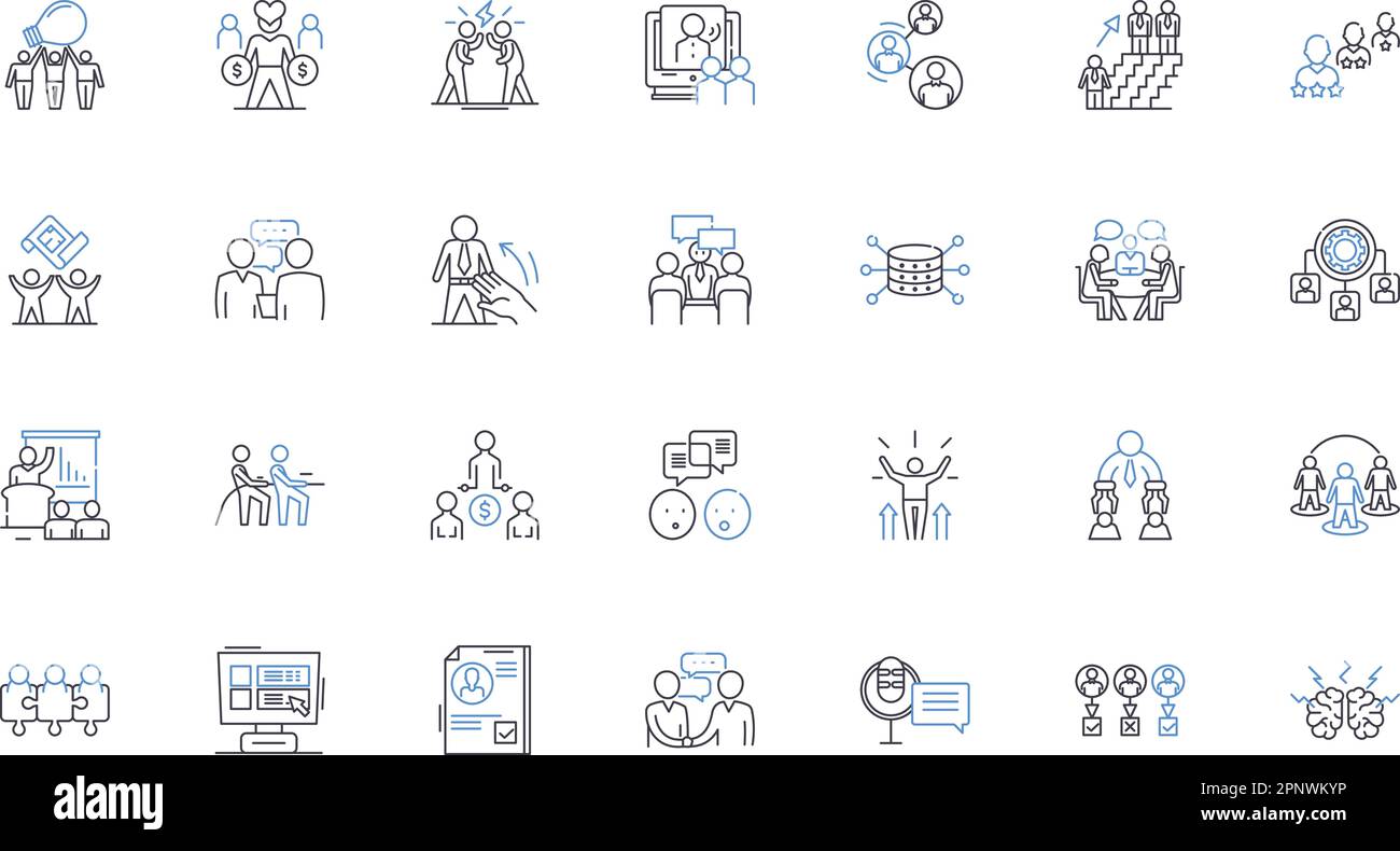 Support staff line icons collection. Assistants, Advocates, Aids ...