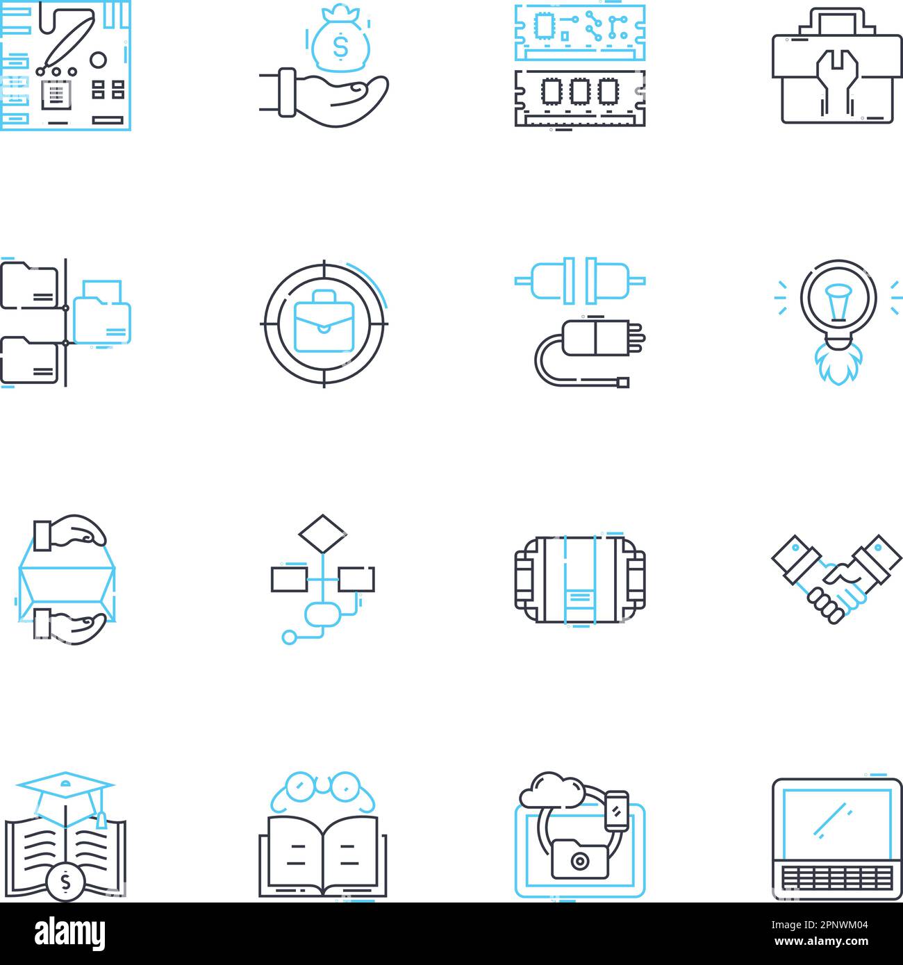 E-commerce plan linear icons set. Online, Sales, Retail, Marketing ...