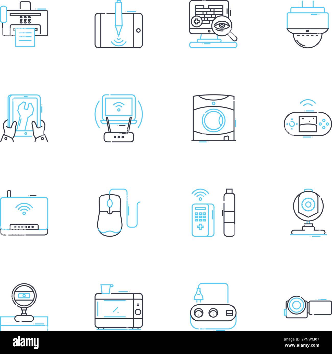 Appliance maintenance linear icons set. Cleaning, Checking, Repairing ...