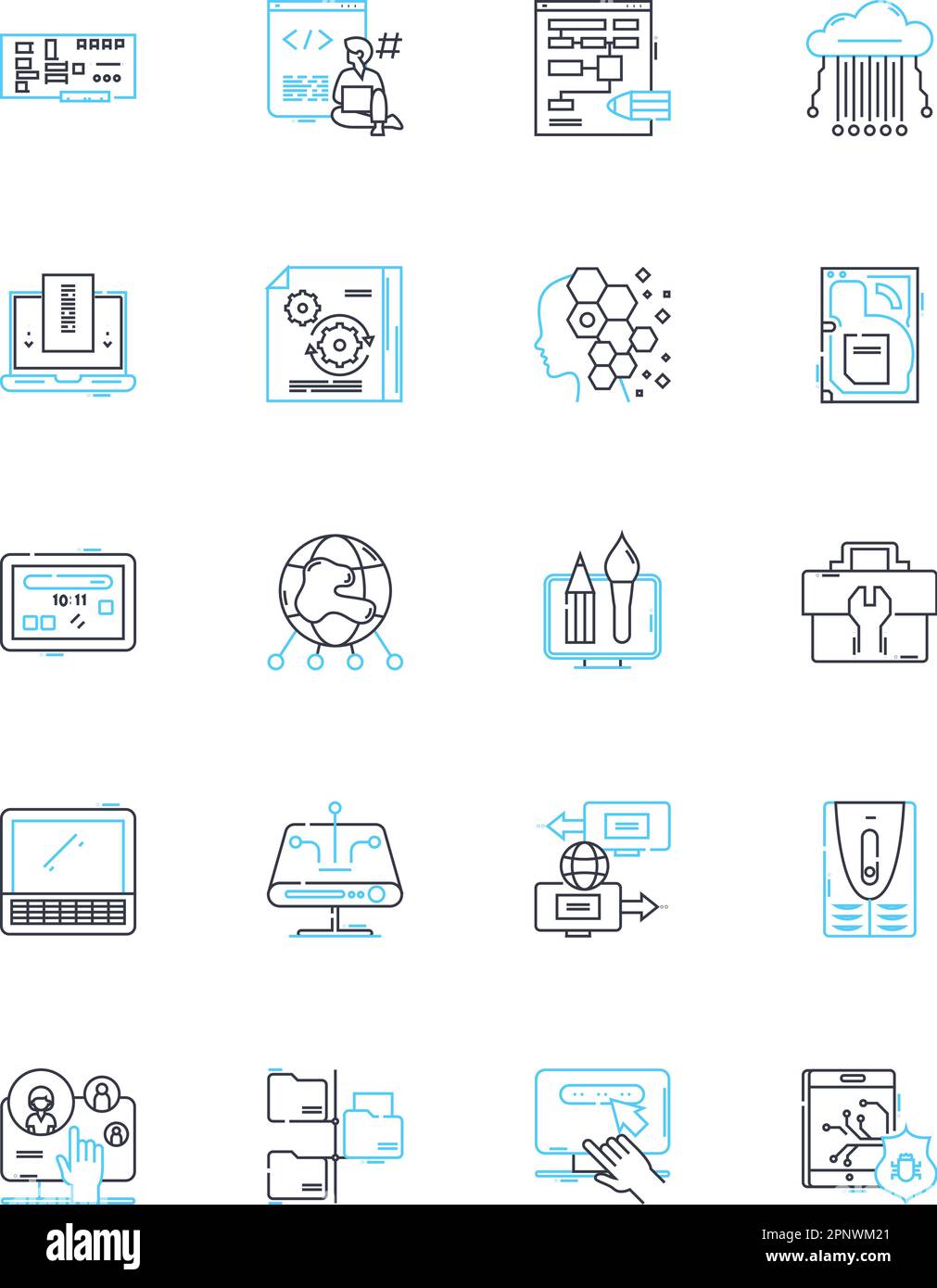Internet appliance linear icons set. Smart, Connected, Digital, Wireless, Interactive, Efficient ...