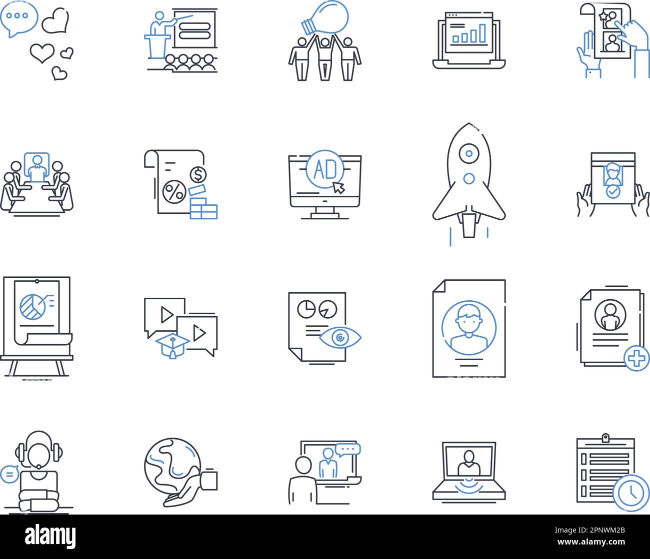 News business line icons collection. Headlines, Coverage, Reportage, Newsworthy, Editorials ...