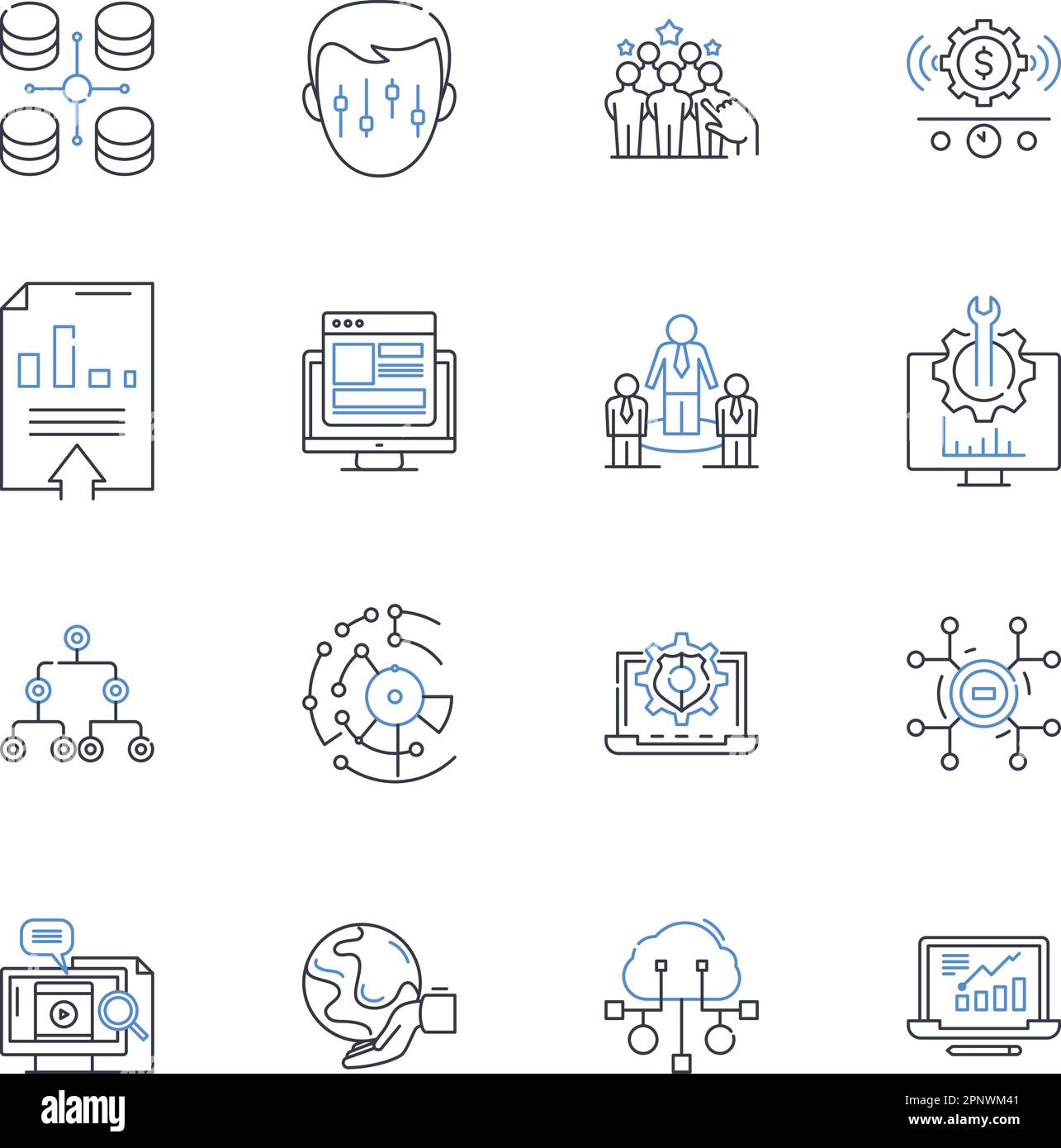 Announcement line icons collection. News, Bulletin, Alert, Update ...