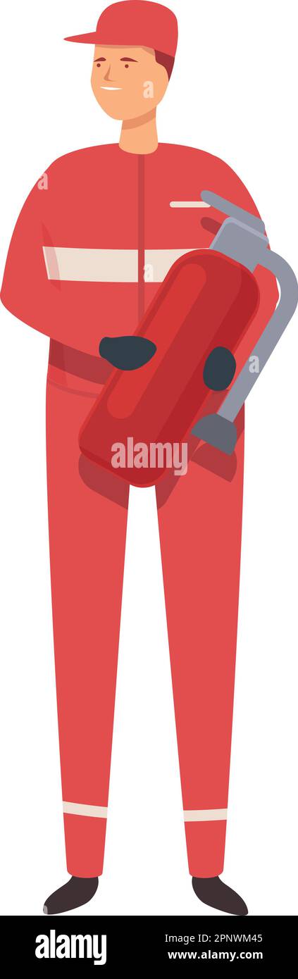 Racing team man with fire extinguisher icon cartoon vector. Race car ...