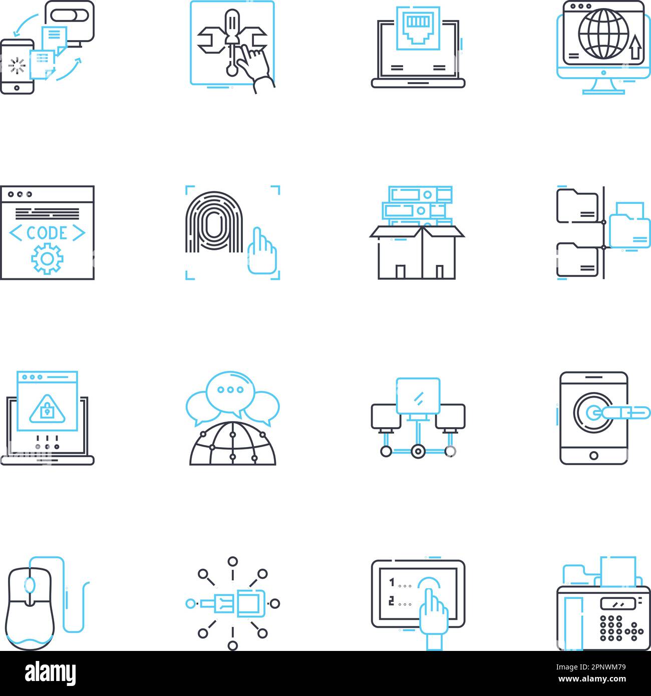 Virtual assistants linear icons set. Automation, Efficiency ...