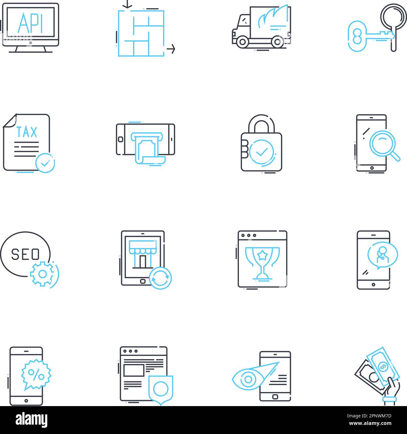 Preparation Linear Icons Set Organize Plan Arrange Assemble Sort Schedule Draft Line