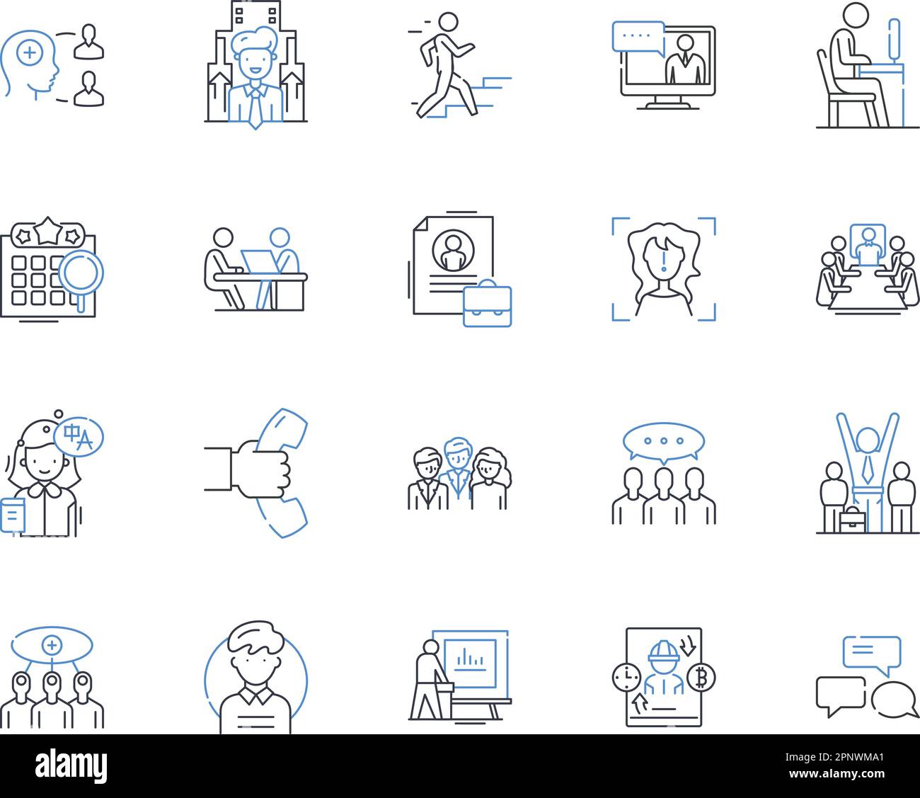Contract labor line icons collection. Outsourcing, Freelance, Temporary ...