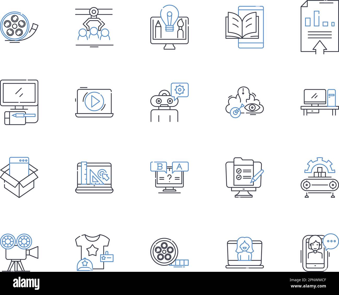 Marketing agency line icons collection. Strategy, Branding, Digital, Creative, Analytics ...