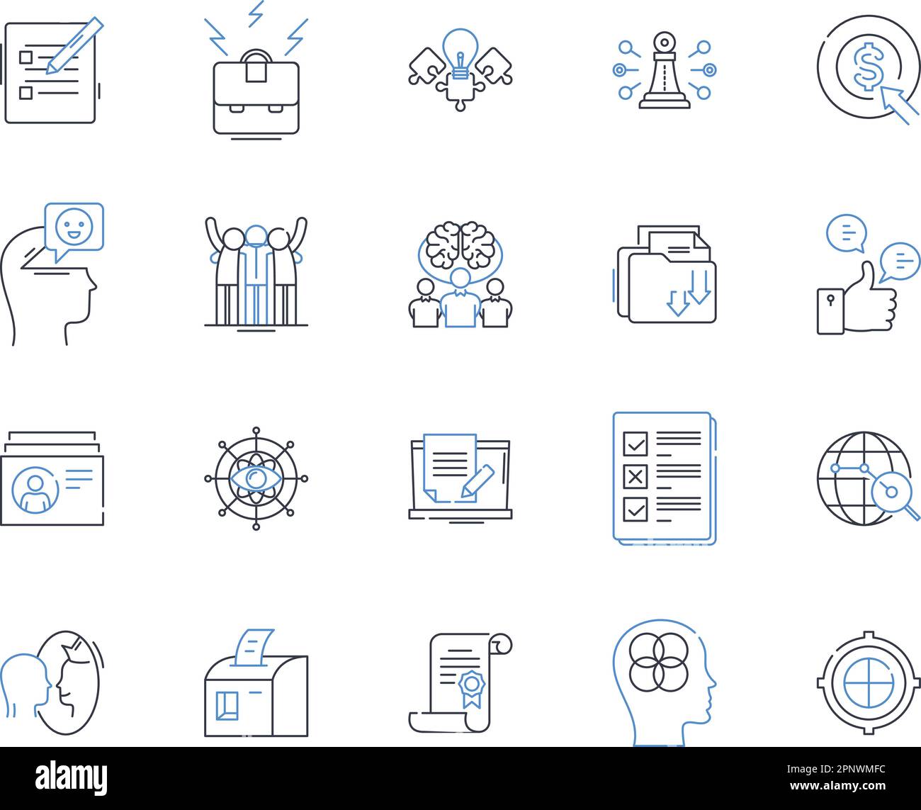 Accountability and responsibility line icons collection. Ownership, Dependability, Reliability ...
