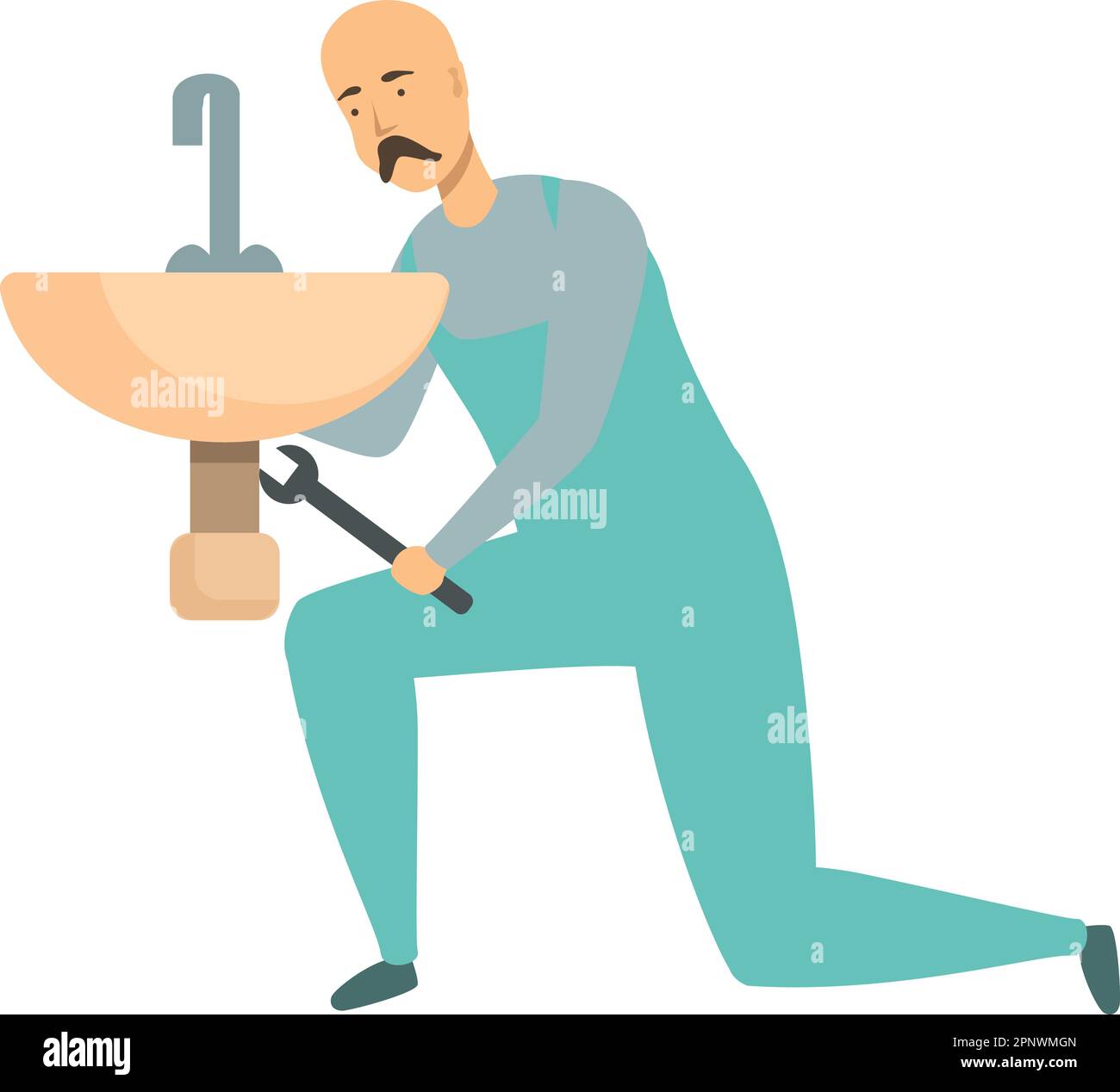 Plumber service man icon cartoon vector. Work house. Home person master ...