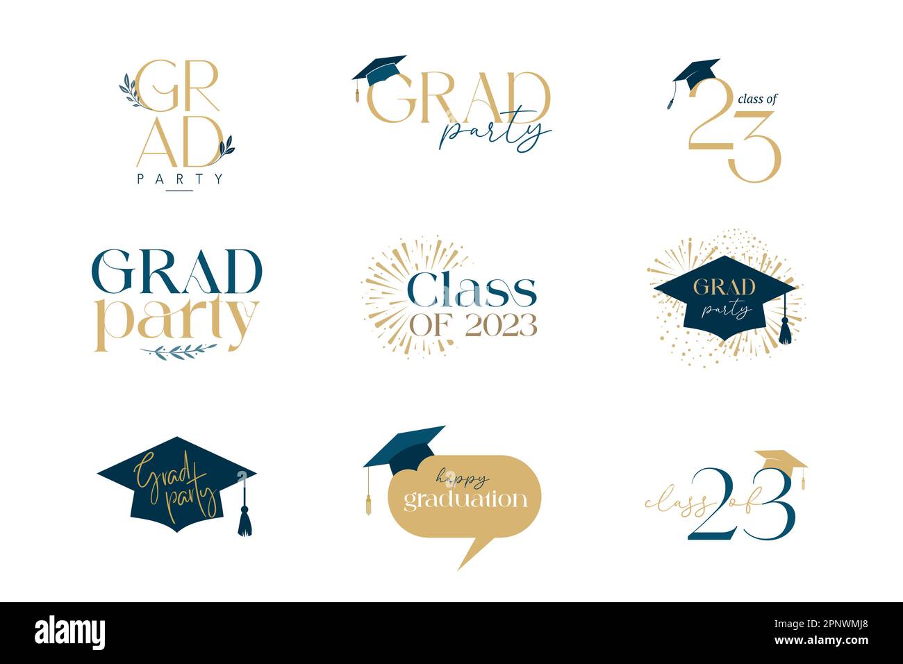Graduation party typography collection, monogram, logo design templates ...