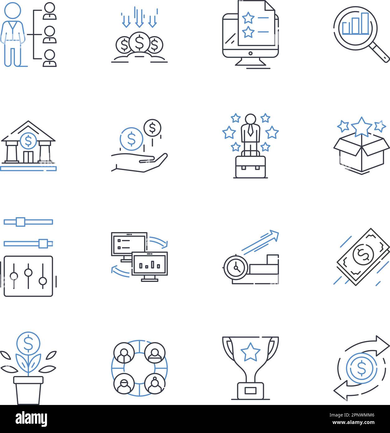 Business review line icons collection. Analysis, Insight, Evaluation, Appraisal, Critique ...
