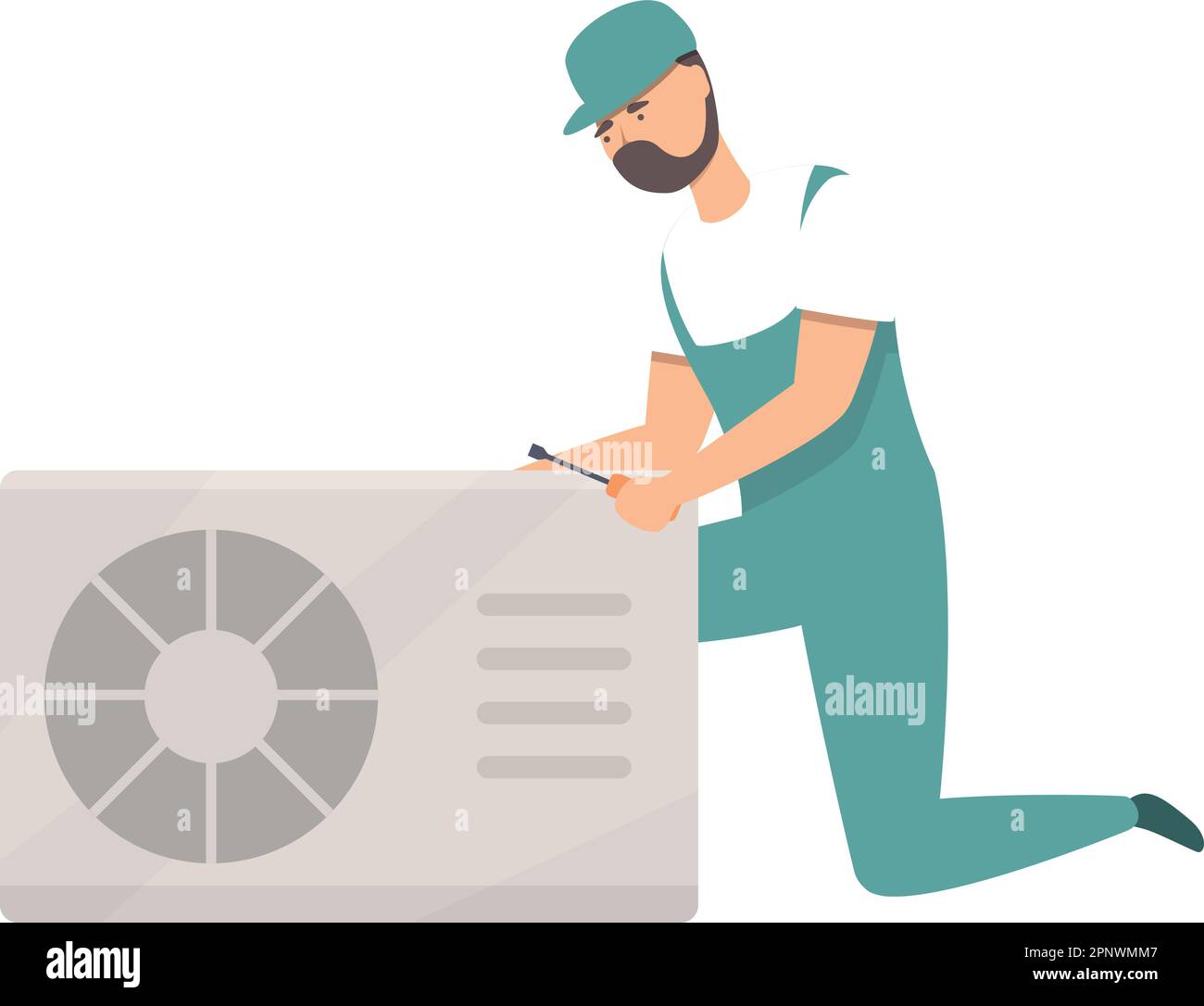 System fan icon cartoon vector. Air conditioner. Service man Stock ...