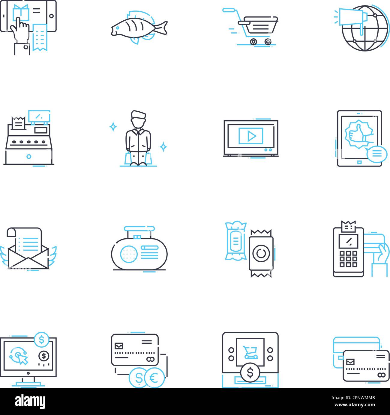 Working doing linear icons set. Laboring, Tasking, Occupying, Employed ...