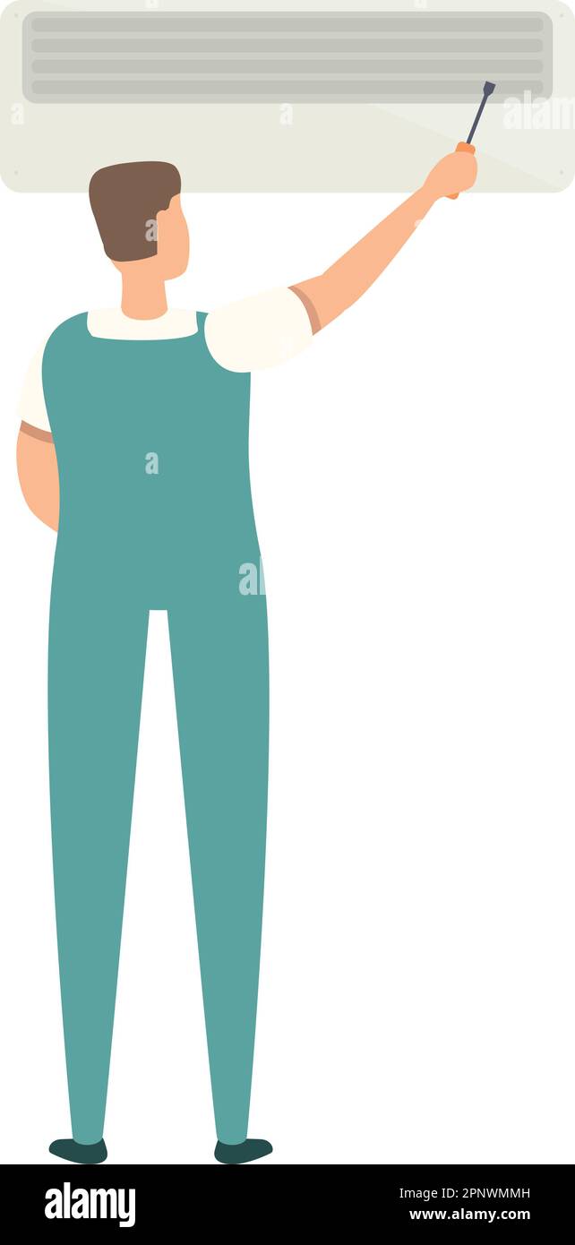 Service install icon cartoon vector. Air conditioner. Man system Stock ...