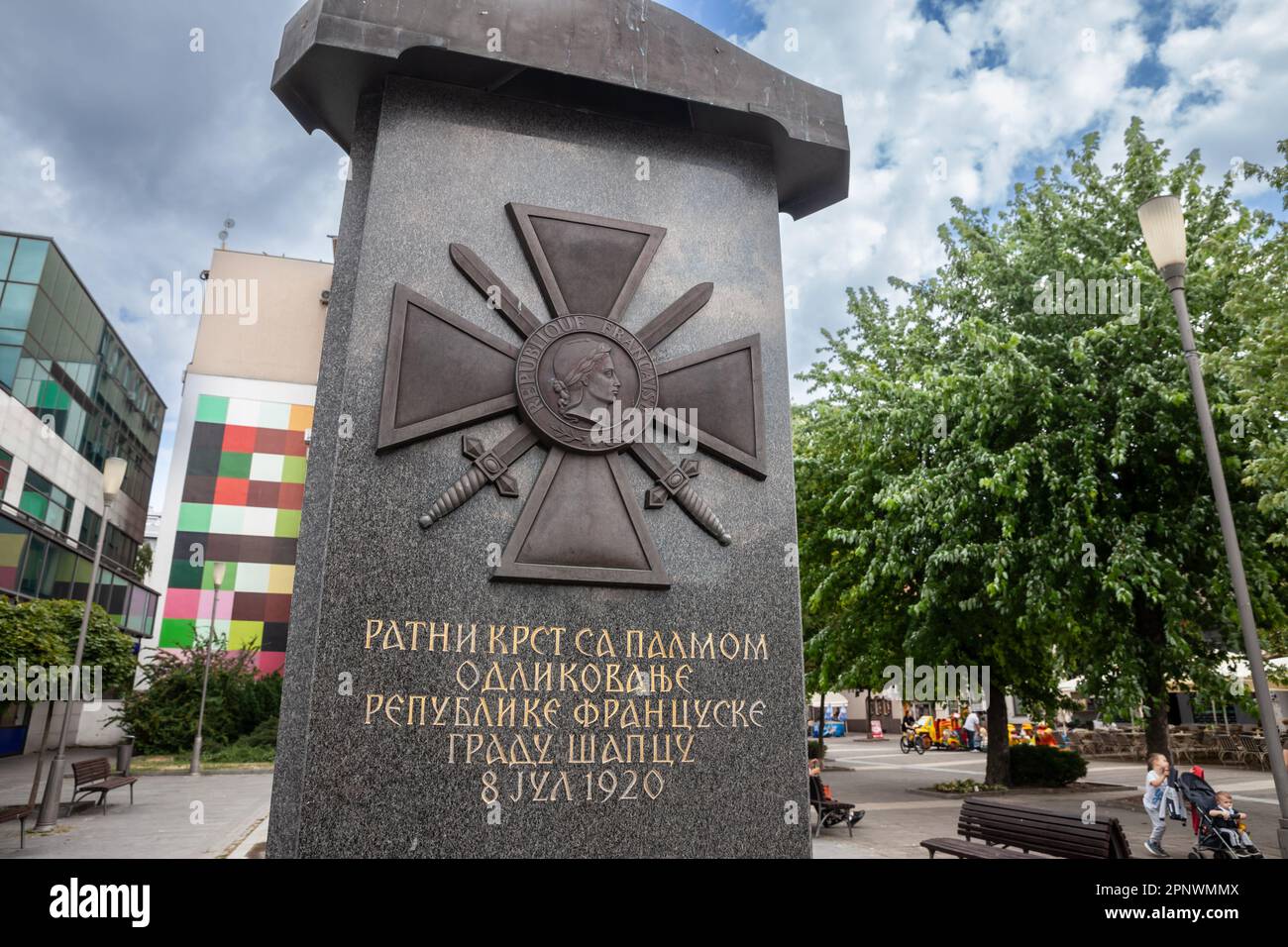 Picture of the war decorations monument of sabac, with a focus on the ...