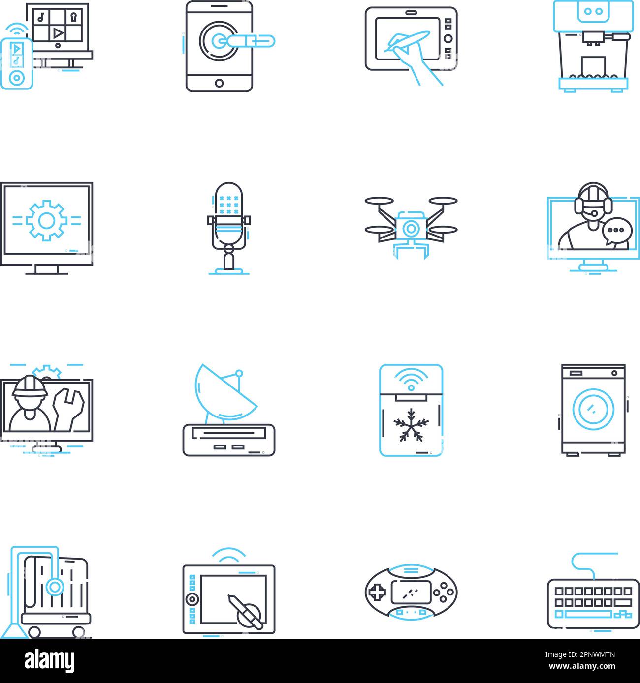Artificial System Linear Icons Set Automation Robotics Algorithms Machine Learning