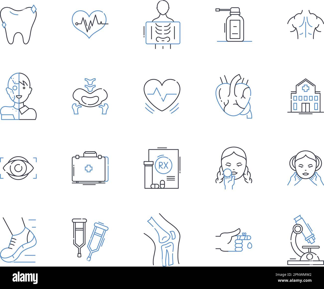 Health maintenance line icons collection. Nutrition, Exercise, Sleep ...