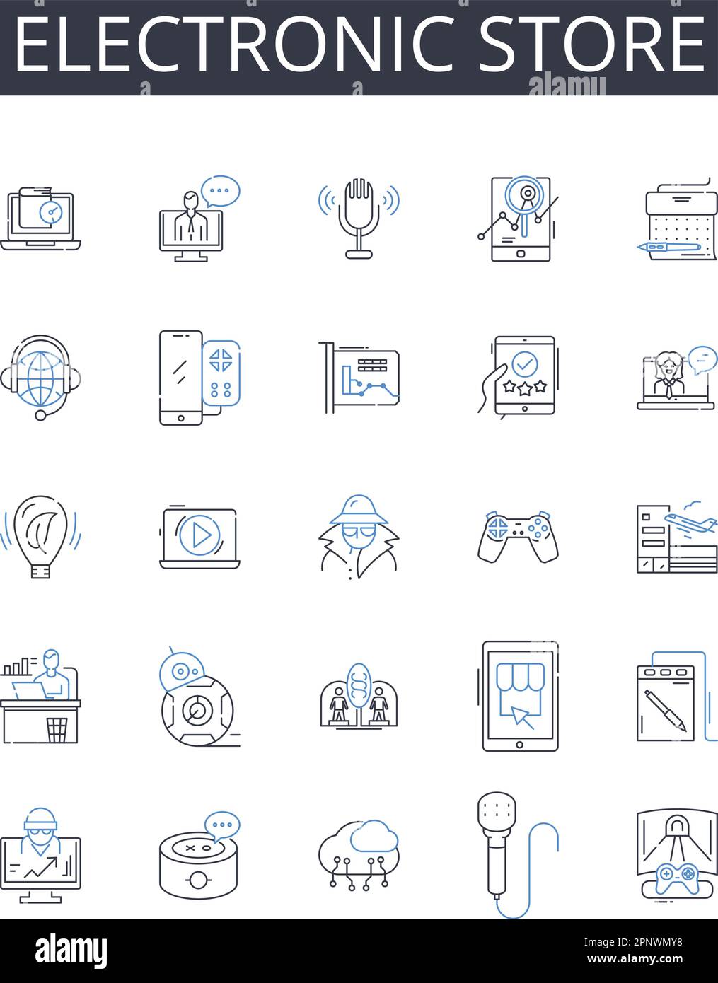 Electronic store line icons collection. Gadget shop, Tech store, Device ...
