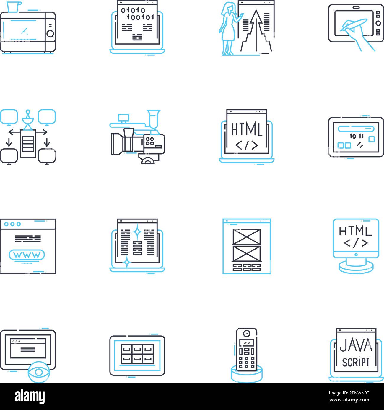 Information Systems Linear Icons Set Database Analytics Nerking Cloud Security Automation