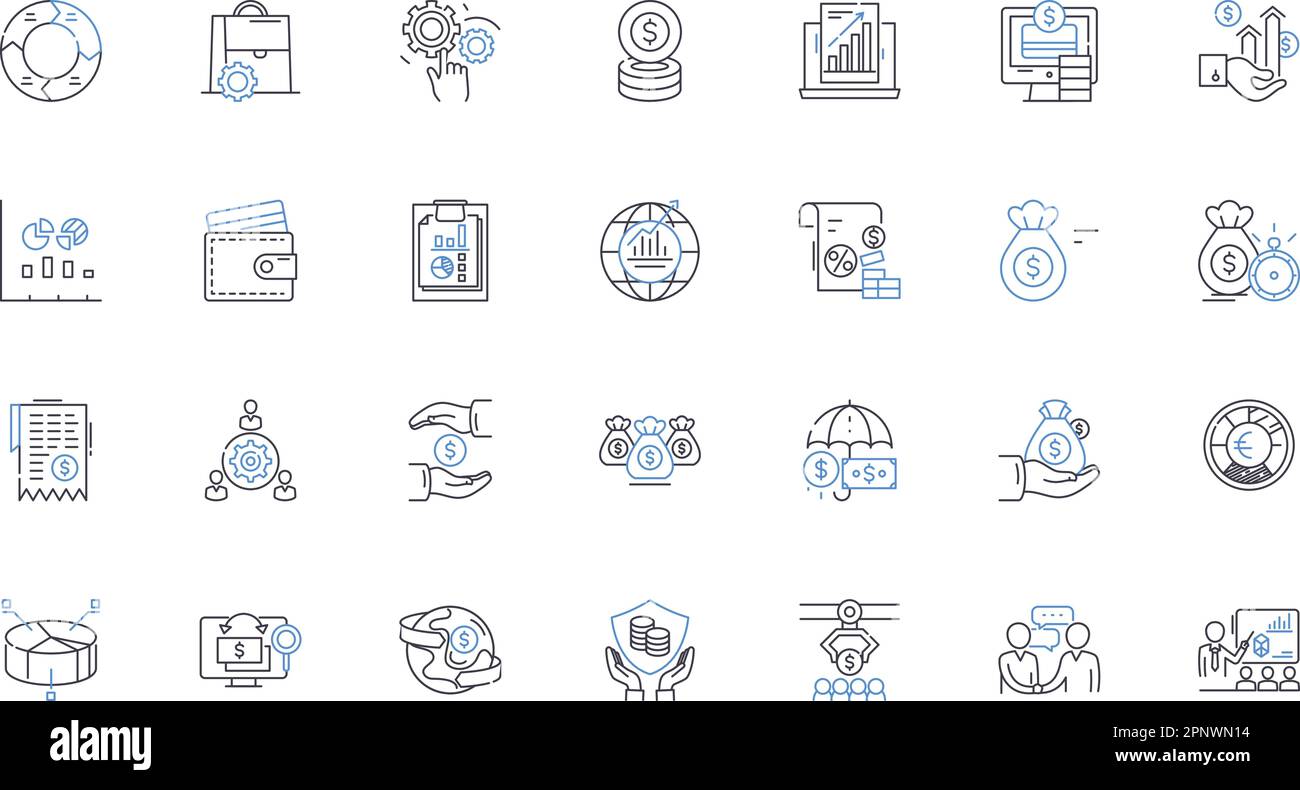Economic arena line icons collection. Unemployment, Inflation, Trade ...
