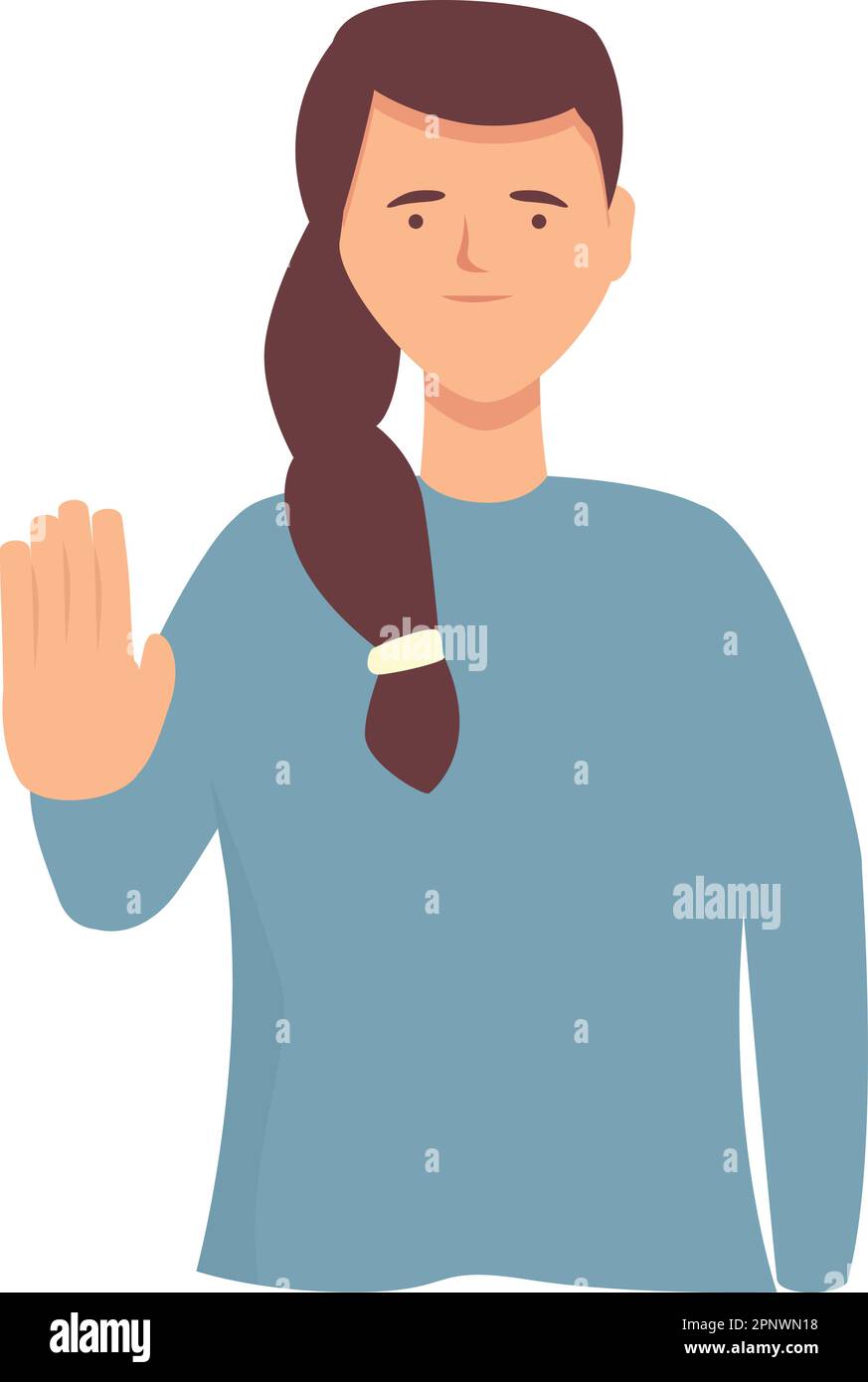 Girl stop action icon cartoon vector. Talk person. Hello sign Stock ...