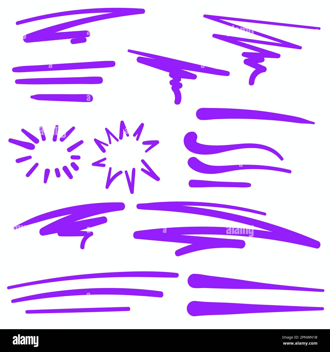 Purple Swirls Swoosh Marks with Vector Hand Drawn Highlighter Accent ...