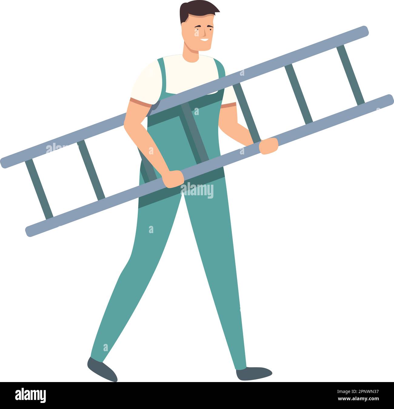 Ladder service install icon cartoon vector. Air conditioner. Home ...