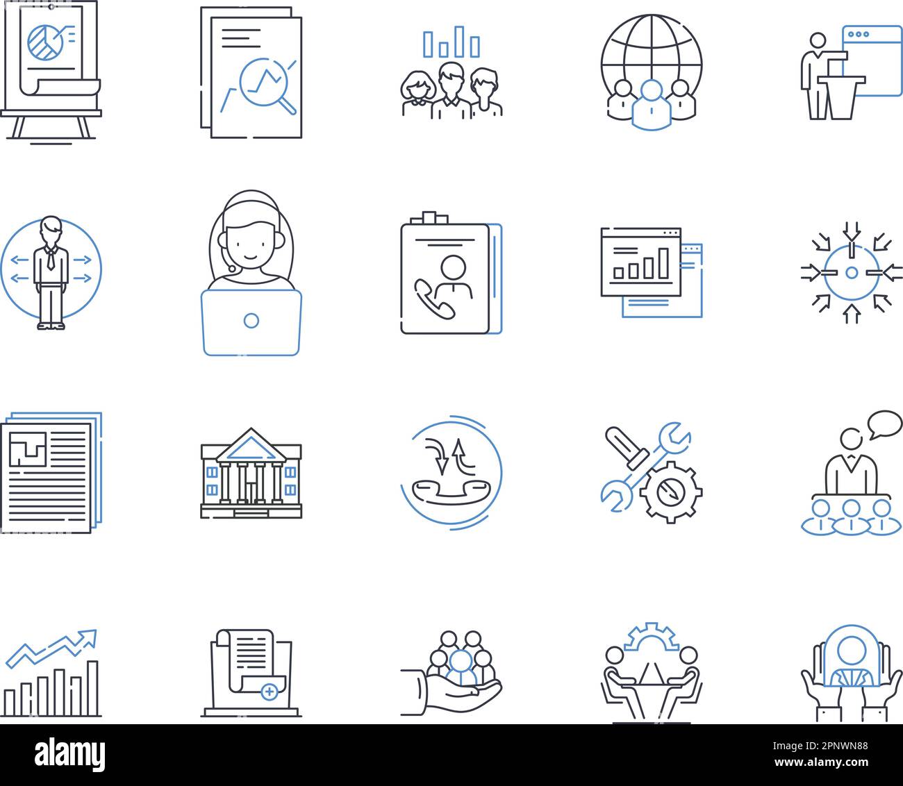 Colleague Teamwork Line Icons Collection Ollaboration Partnership Coordination Synergy
