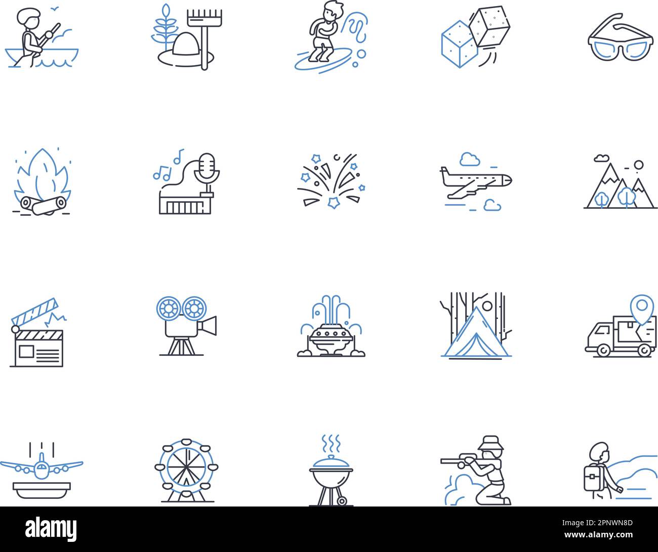Backpacker excursions line icons collection. Adventure, Hiking, Camping ...