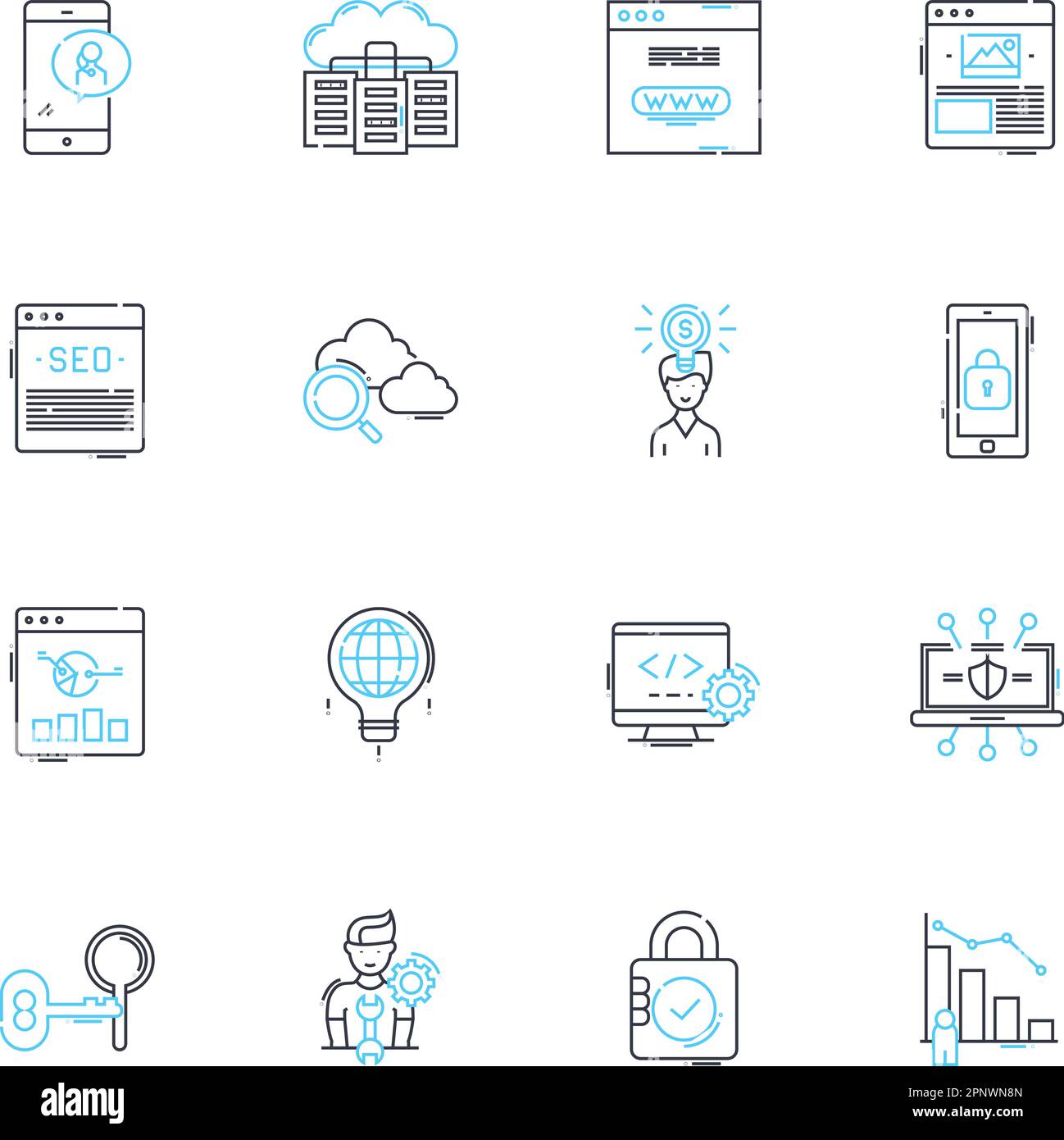 Business persuasion linear icons set. Influencing, Convincing, Selling ...