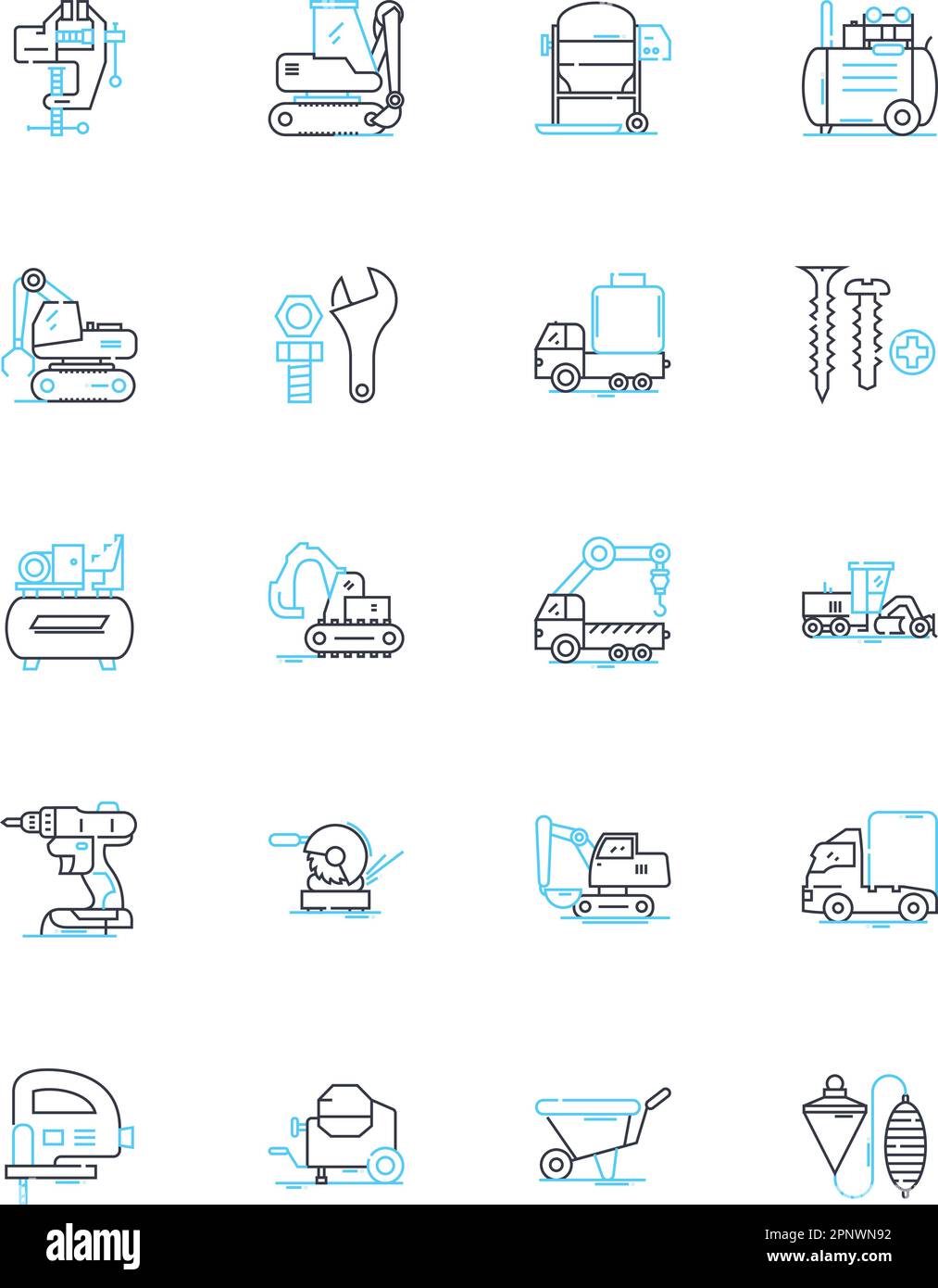 Fabrication linear icons set. Welding, Machining, Cutting, Forming ...