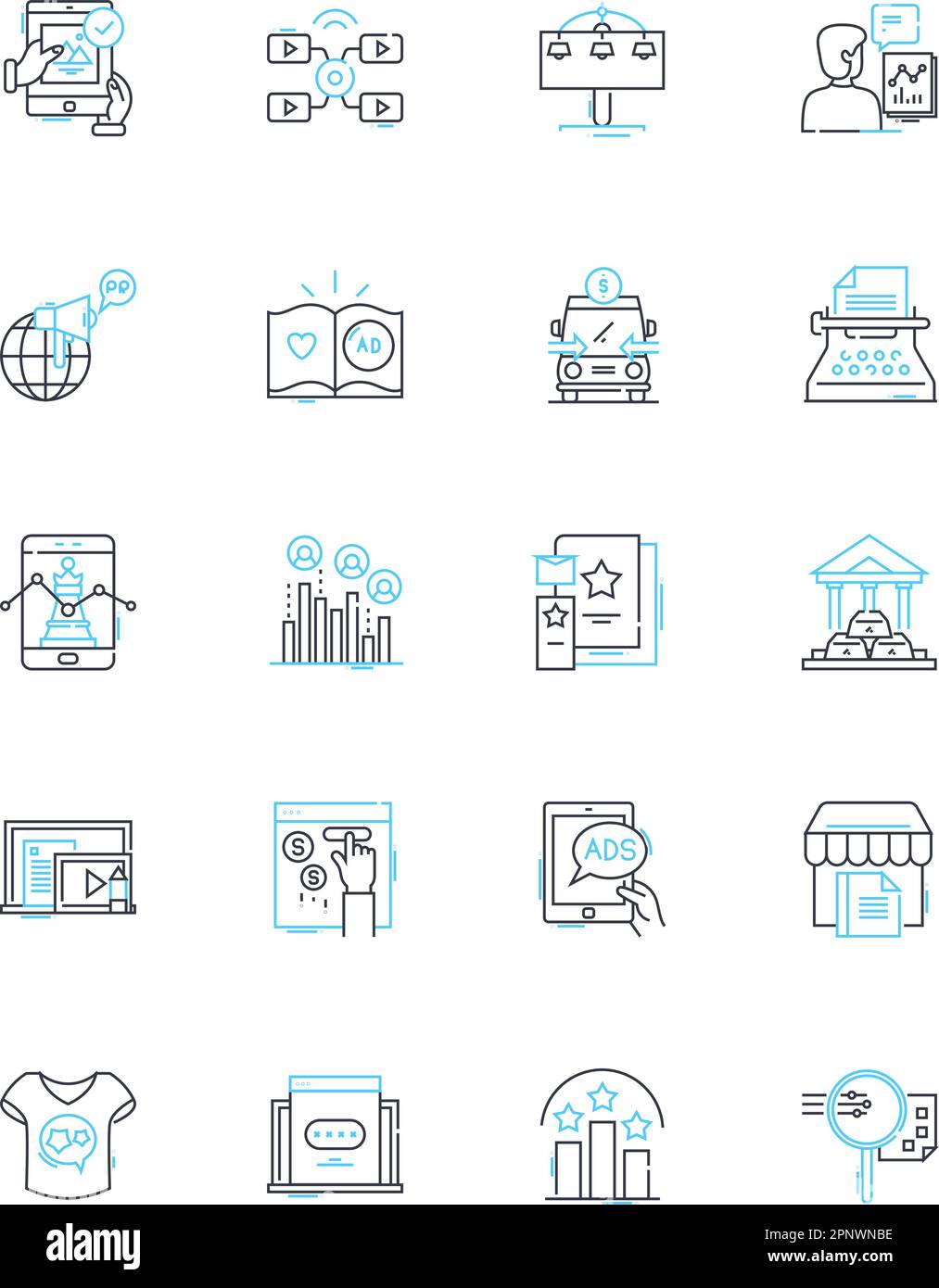 Sales Performance Linear Icons Set Target Conversion Pipeline